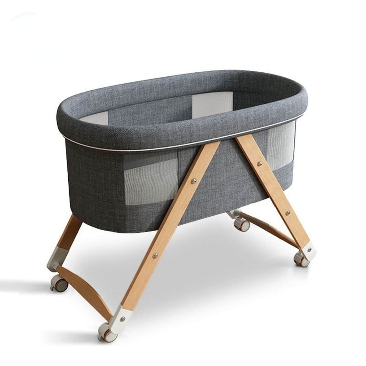 Toddly CuddleCrib Oval 3-in-1 Wooden Bassinet – Rocker, Foldable & Pre ...